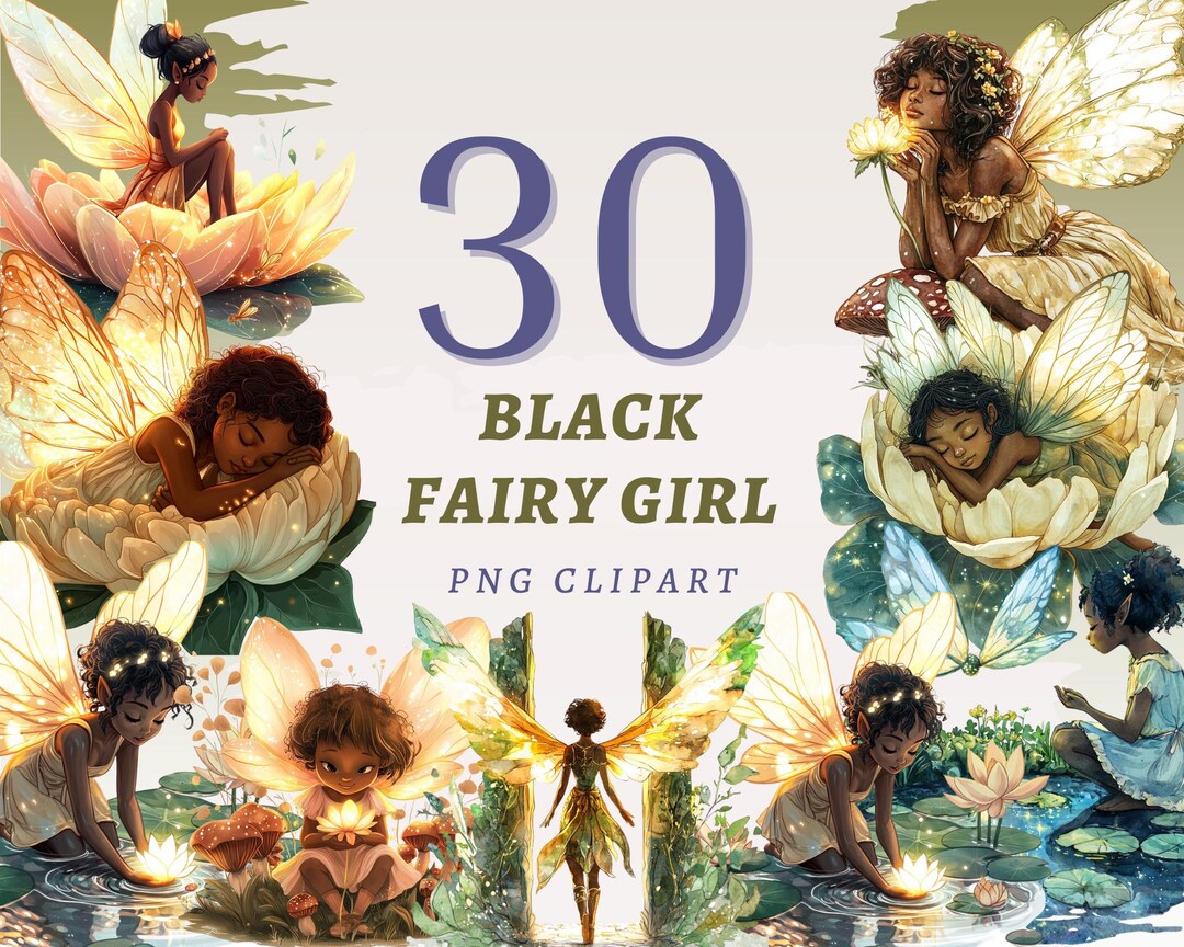 30 Black Fairy Girl Clipart, High Quality Transparent Pngs, Instant ...