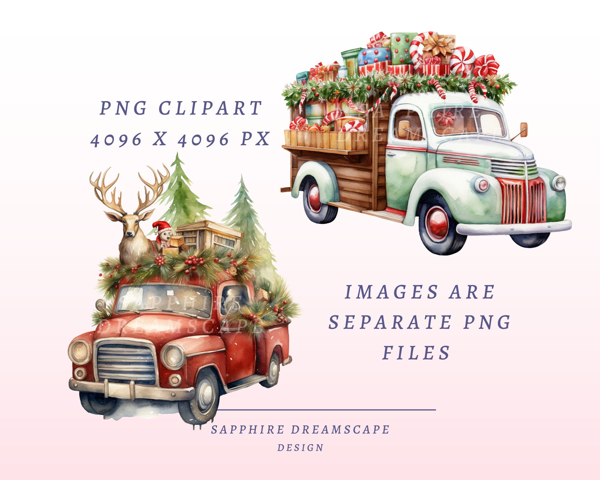 30 Christmas Truck Clipart, High Quality Transparent Pngs, Instant ...