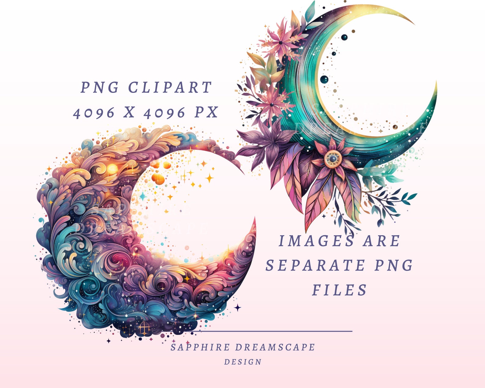 25 Boho Moon Clipart, High Quality Transparent Pngs, Instant Download ...