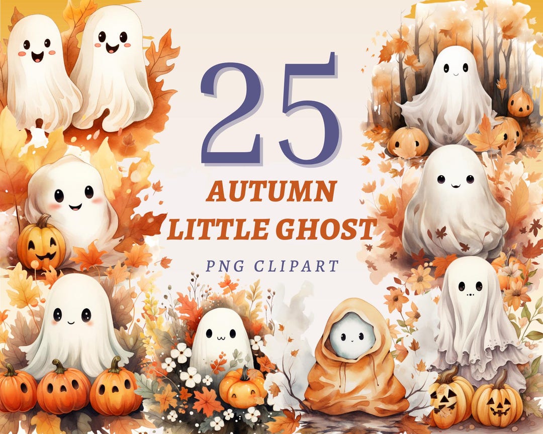 25 Autumn Little Ghost Clipart, High Quality Transparent Pngs, Instant ...