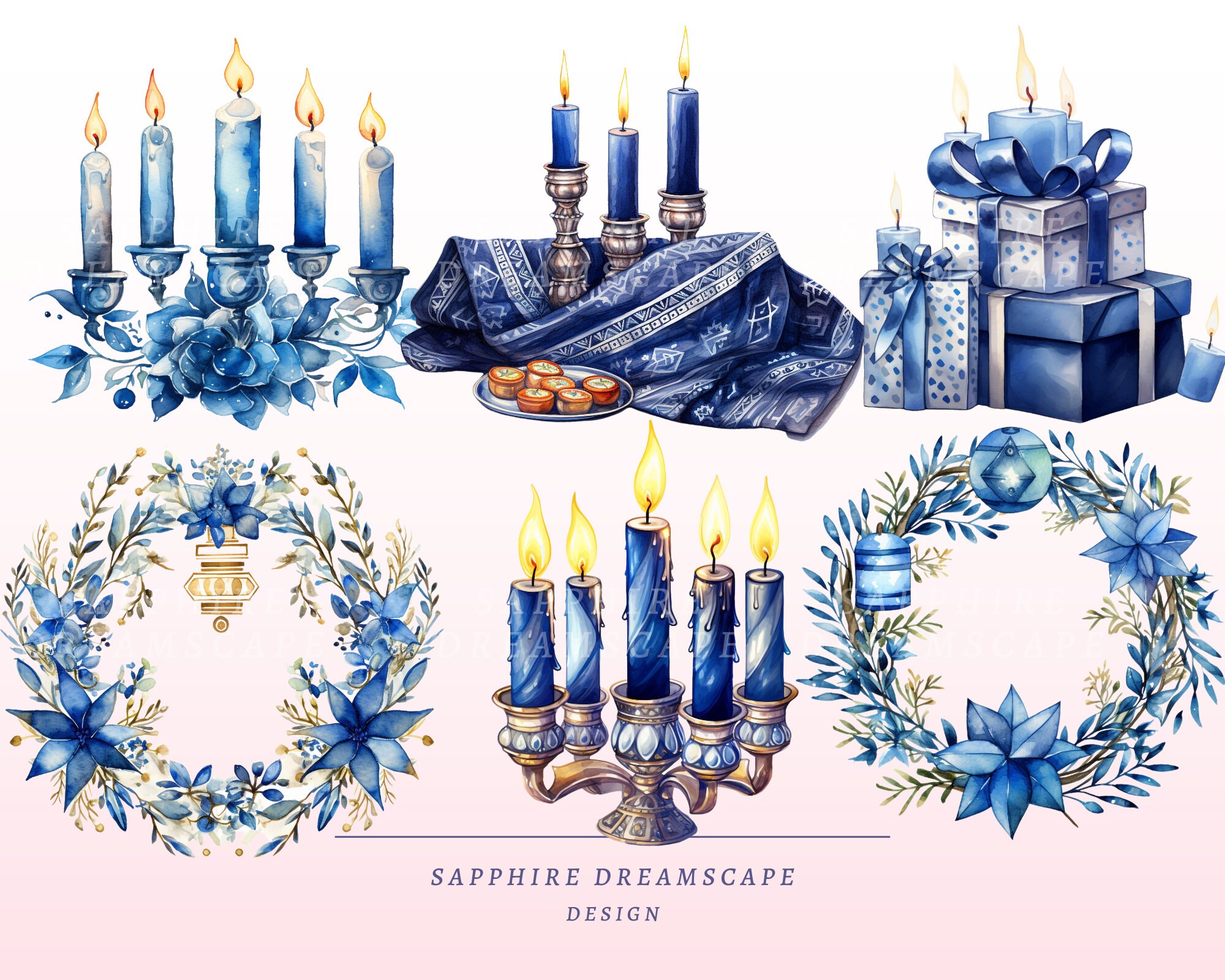 40 Watercolor Hanukkah Clipart, High Quality Transparent Pngs, Instant ...