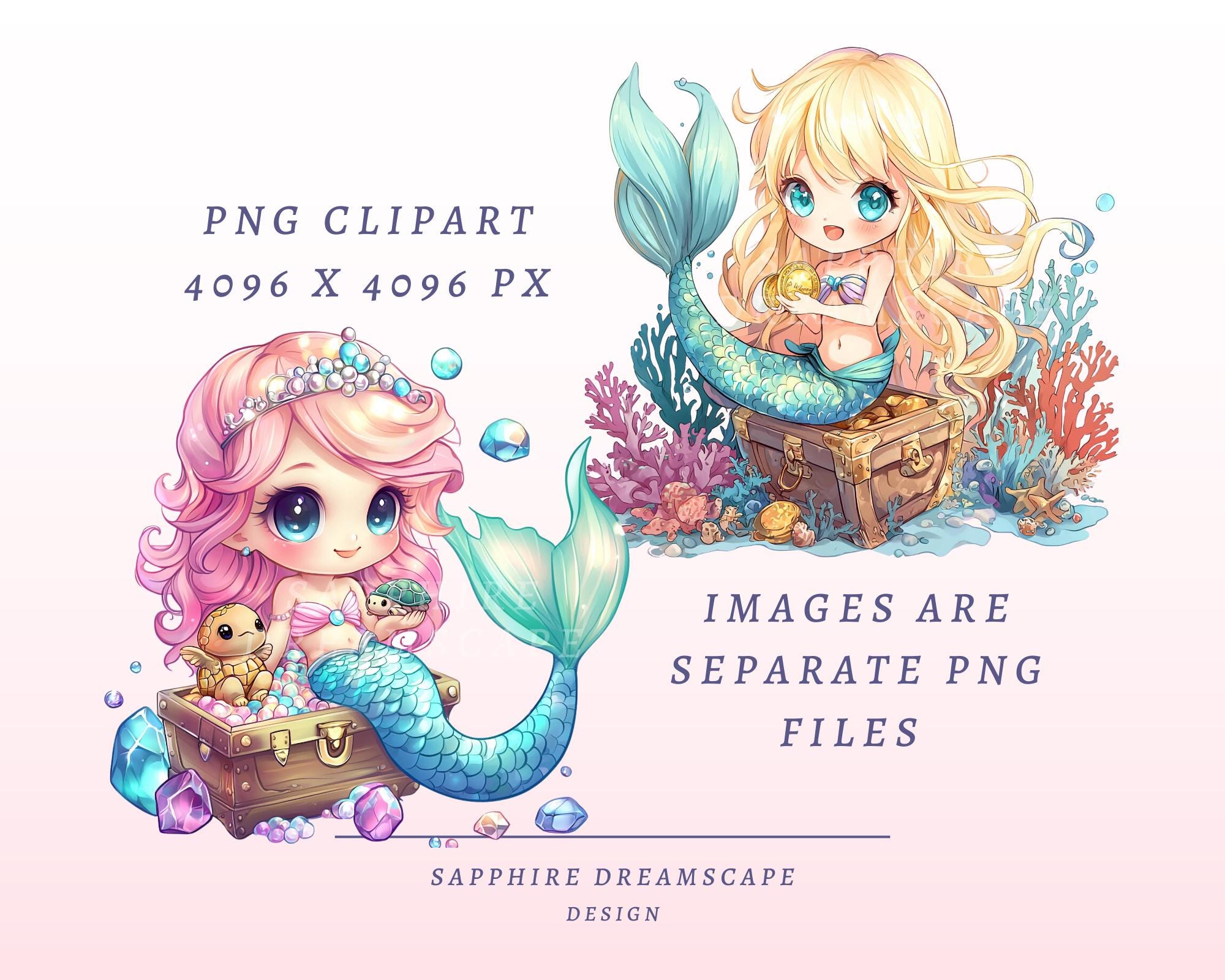 20 Chibi Mermaid Clipart, High Quality Transparent Pngs, Instant ...