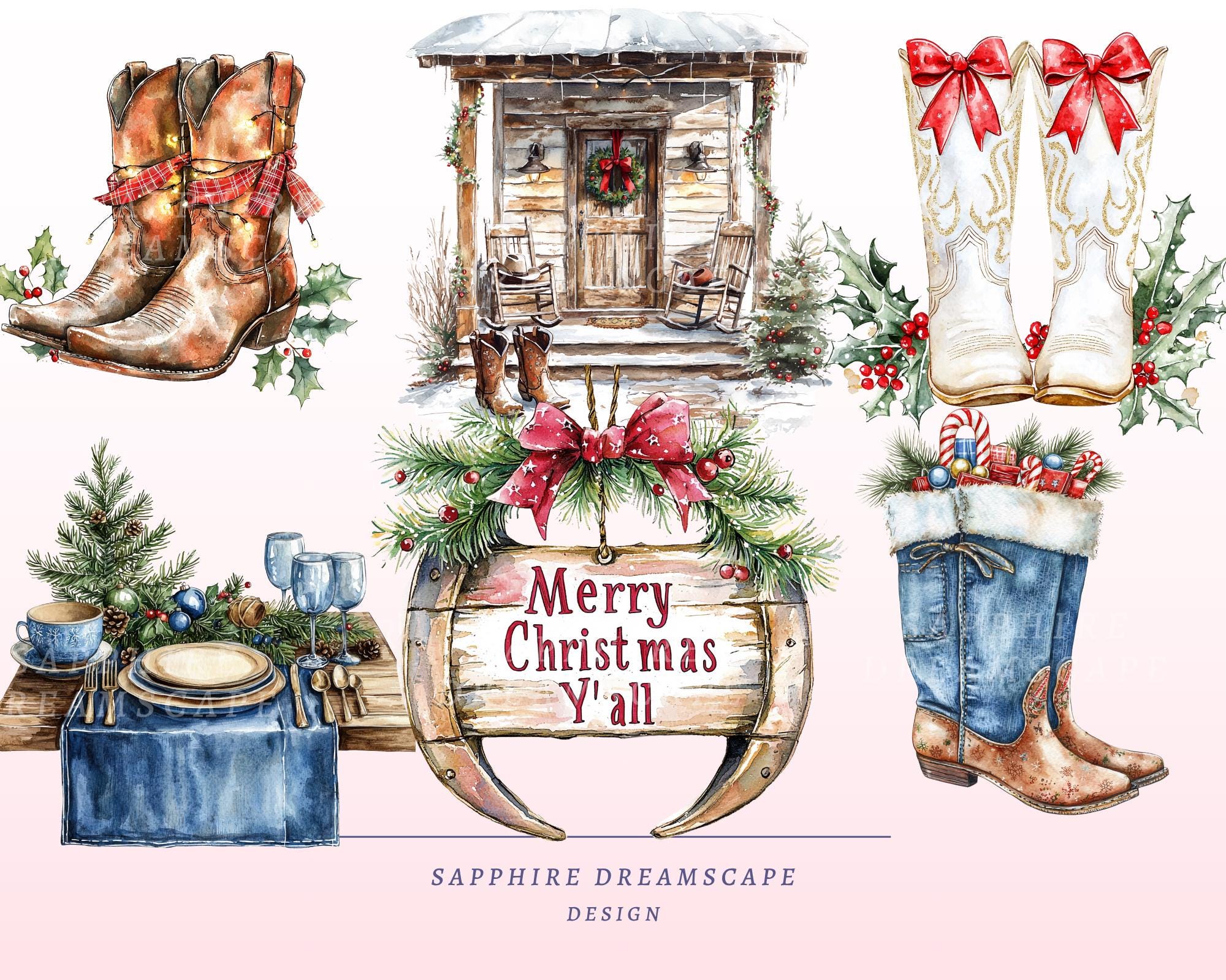 40 Cowboy Christmas Clipart Western Holiday Spirit Cowboy Christmas ...