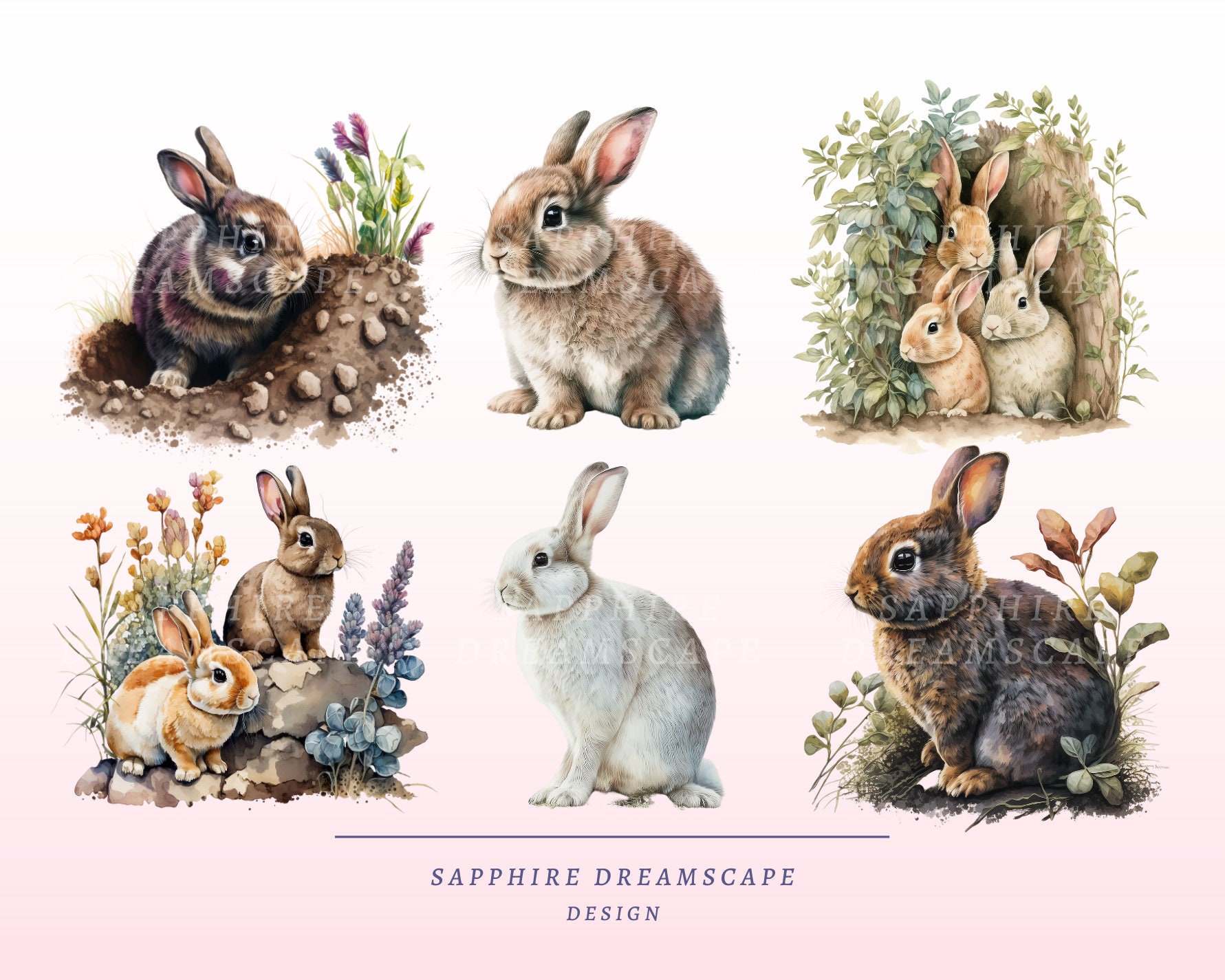 40 Watercolor Bunnies Clipart, High Quality Transparent Pngs With ...