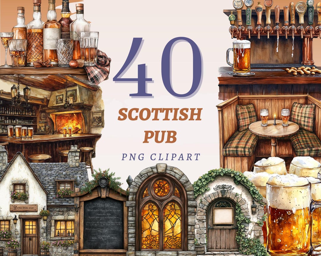 40 Scottish Pub Clipart Whisky Cozy Bar Printable Decoration Scotland ...