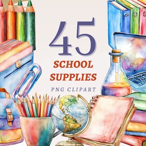45 School Supplies Clipart, High Quality Transparent Pngs, Instant ...