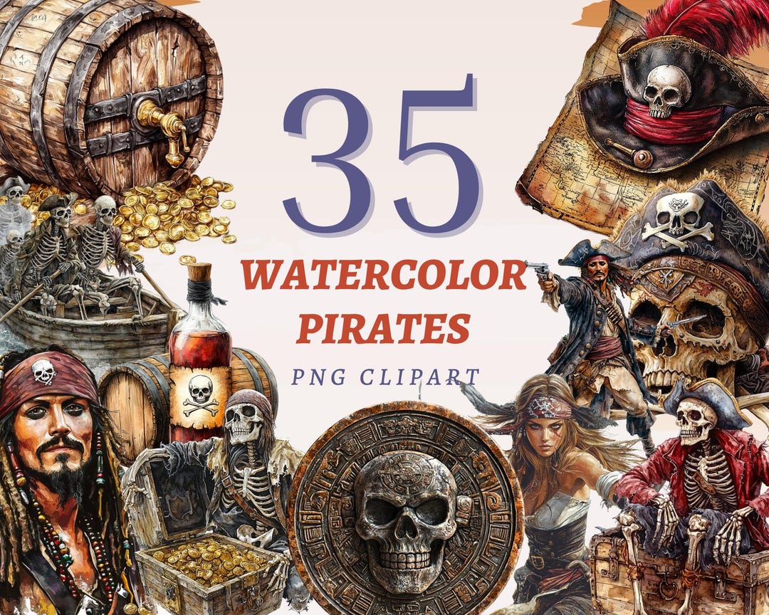 35 Watercolor Pirates Clipart, High Quality Transparent Pngs, Instant ...