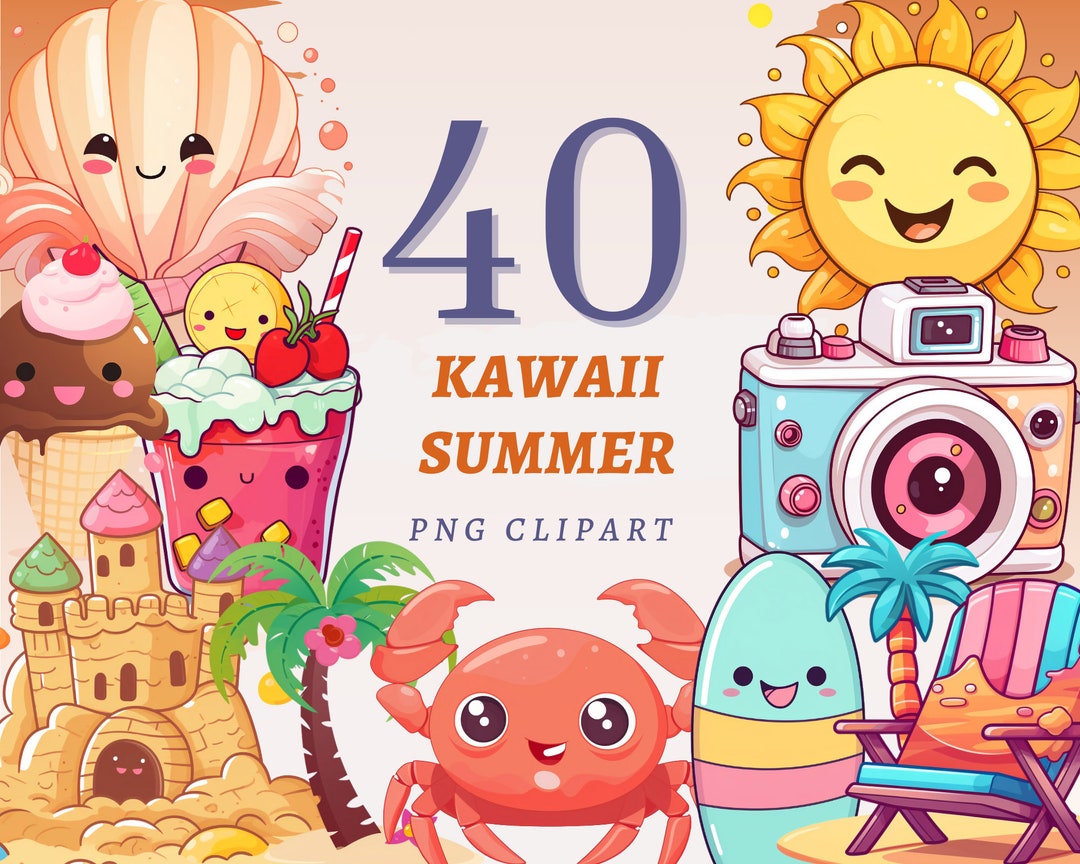 40 Kawaii Summer Clipart, High Quality Transparent Pngs, Instant ...
