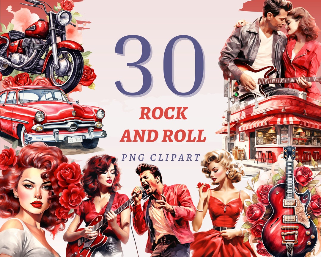 30 50s Rock and Roll Clipart, High Quality Transparent Pngs, Instant ...