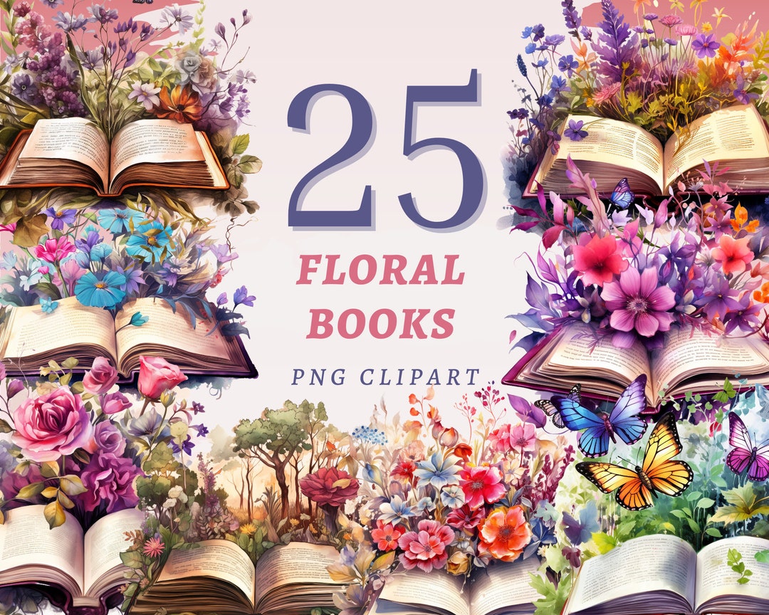 25 Floral Books Clipart, High Quality Transparent Pngs, Instant ...