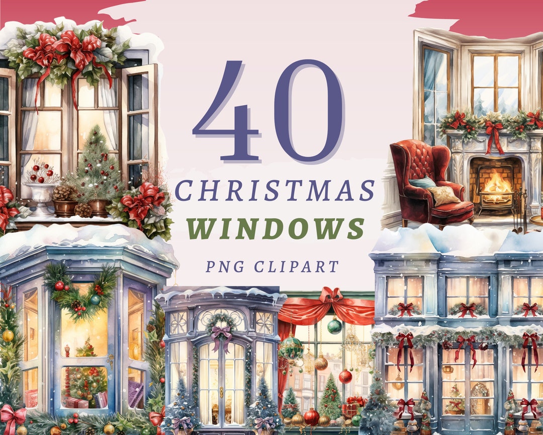 40 Christmas Windows Clipart, High Quality Transparent Pngs, Instant ...