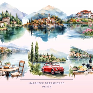 20 Watercolor Lake Como Clipart, High Quality Transparent Pngs, Instant ...