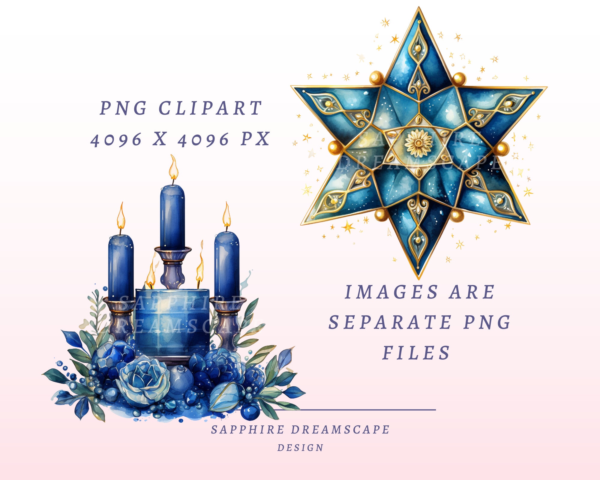 40 Watercolor Hanukkah Clipart, High Quality Transparent Pngs, Instant ...