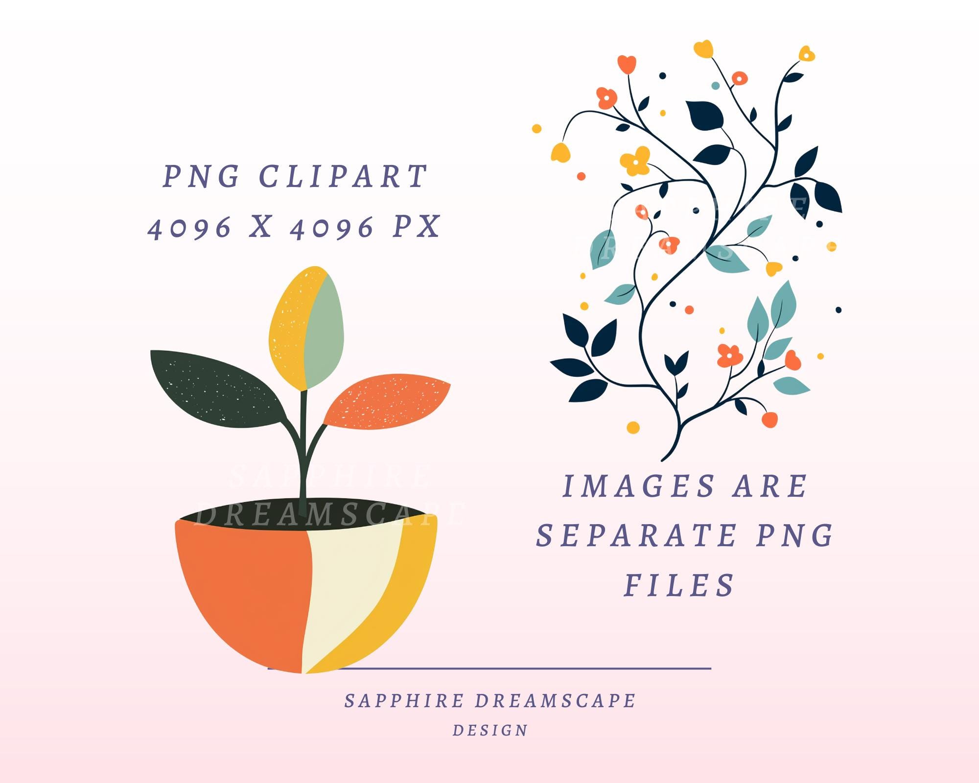 35 Whimsical Floral Clipart, High Quality Transparent Pngs, Instant ...