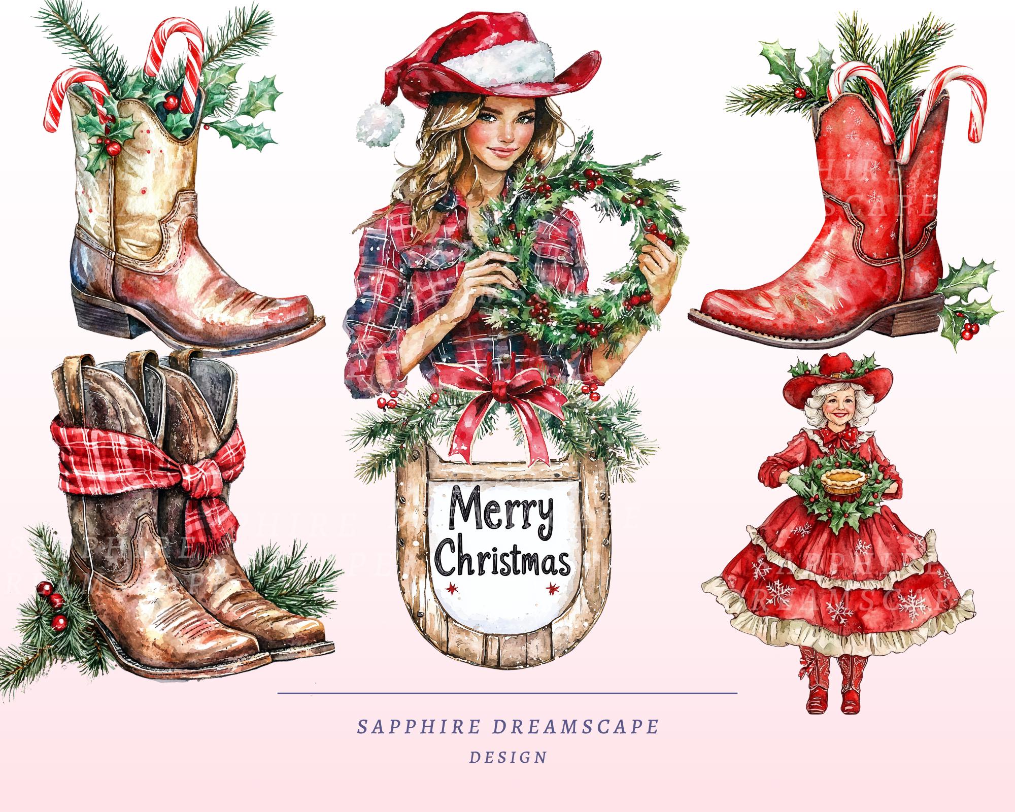 40 Cowboy Christmas Clipart Western Holiday Spirit Cowboy Christmas ...