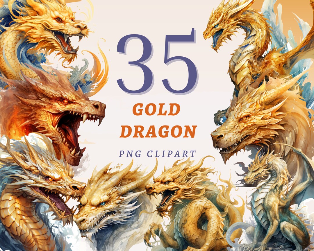 35 Gold Dragons Clipart, High Quality Transparent Pngs, Instant ...