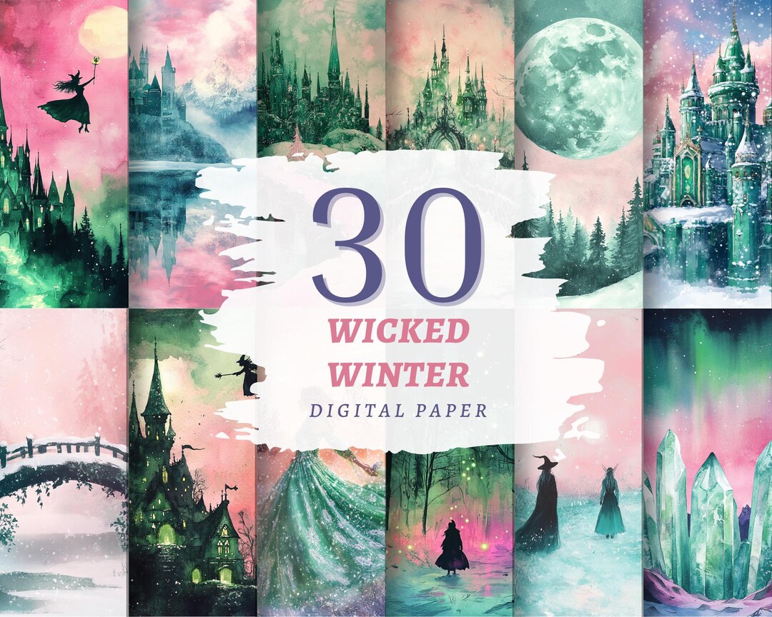 Winter Wicked Digital Paper, Movie Inspired Artwork Pages, High Quality ...