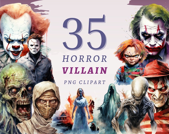 Halloween Monsters Clipart 26 Classic Movie Characters PNG Horror ...