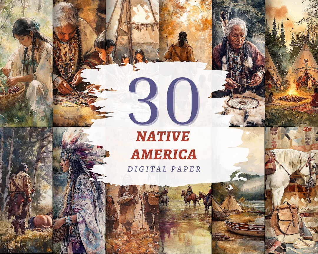 Native America Digital Paper, First Nations Heritage JPEG Prints ...