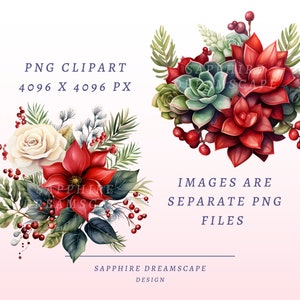 40 Christmas Floral Clipart, High Quality Transparent Pngs, Instant ...