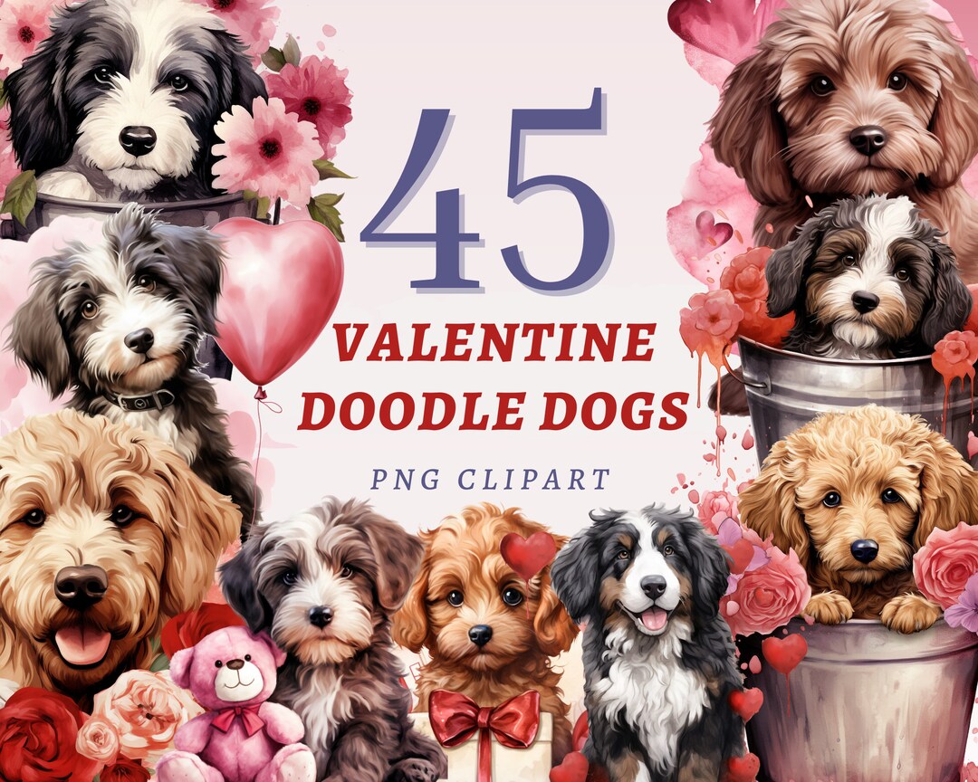 45 Valentine Doodle Dogs Clipart, High Quality Transparent Pngs ...
