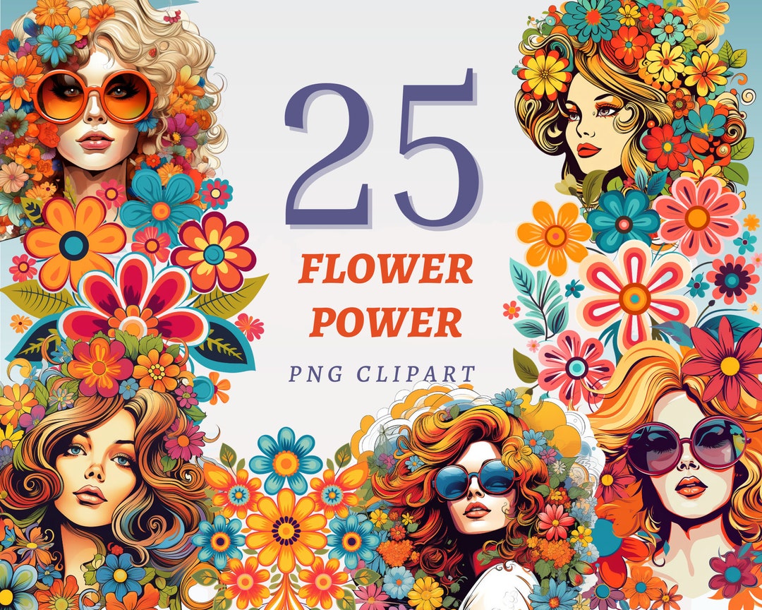 25 Flower Power Clipart, High Quality Transparent Pngs, Instant ...