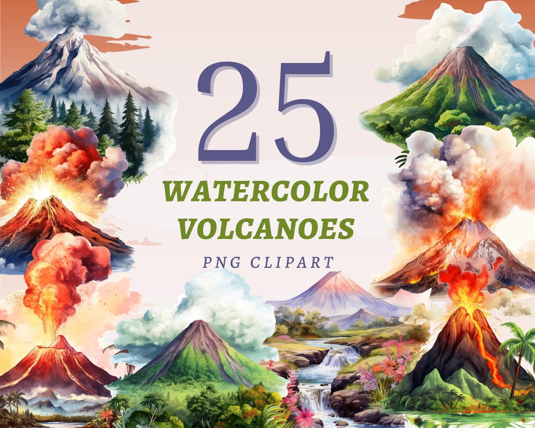 25 Watercolor Volcanoes Clipart, High Quality Transparent Pngs, Instant ...
