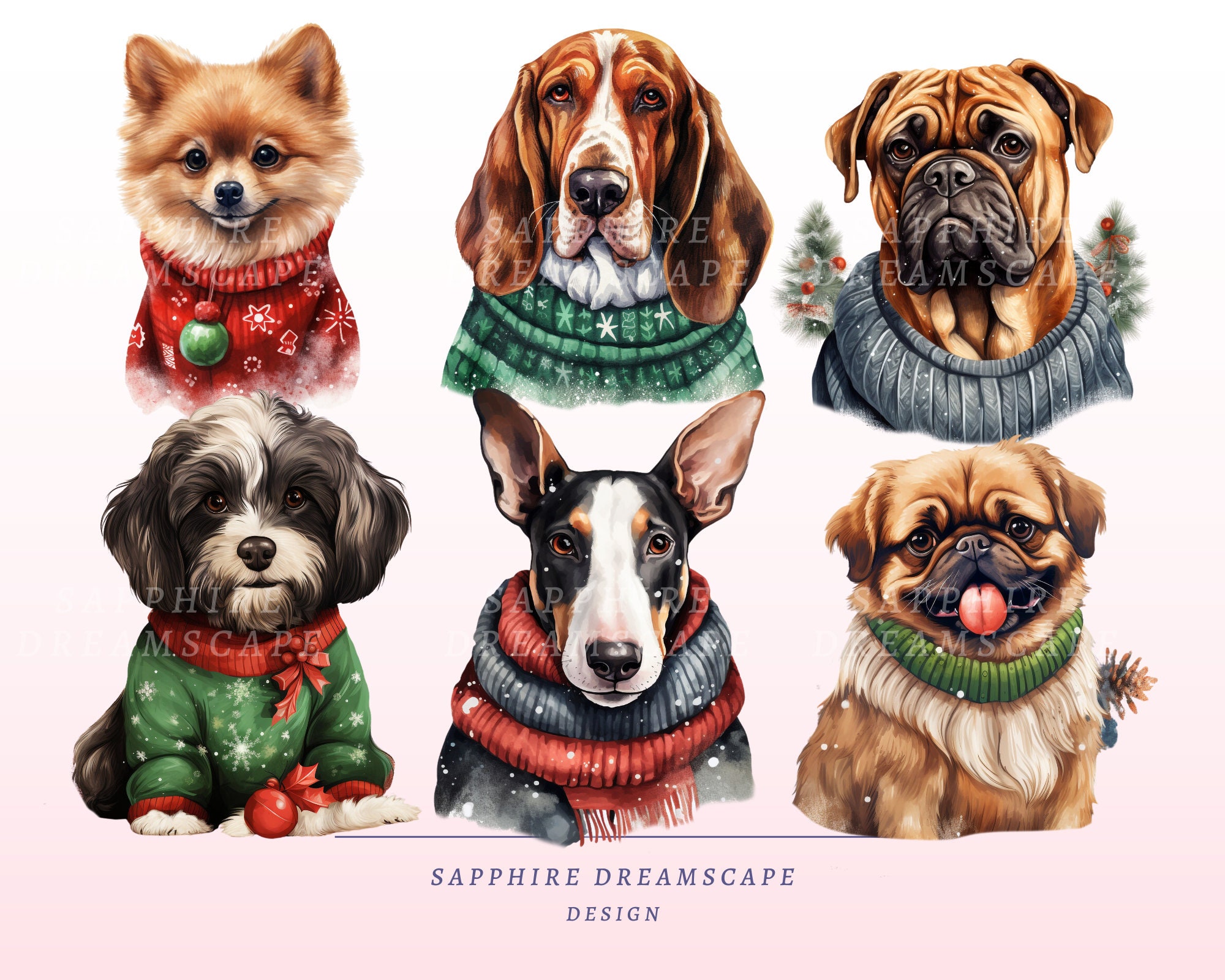 50 Christmas Dogs Clipart High Quality Transparent Pngs - Etsy