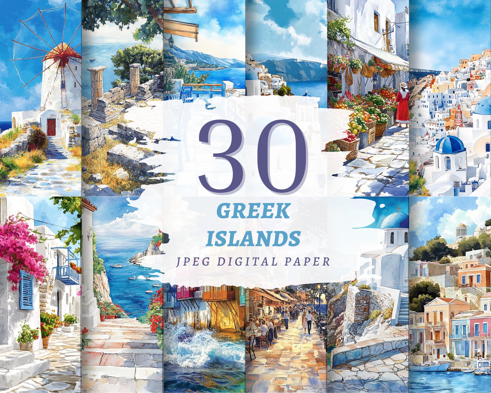 Greek Islands Digital Paper High Quality JPEG Instant Download ...