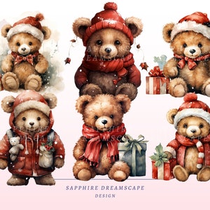 30 Christmas Teddy Bear Clipart, High Quality Transparent Pngs, Instant ...