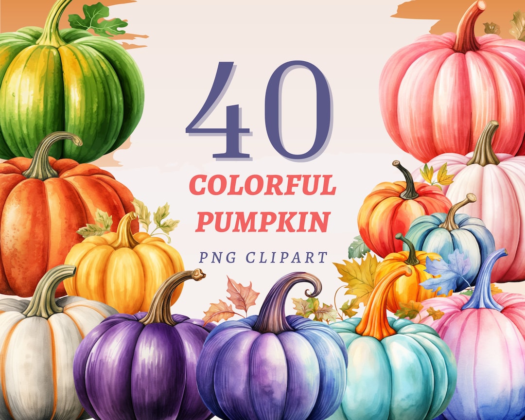 40 Colorful Pumpkins Clipart, High Quality Transparent Pngs, Instant ...