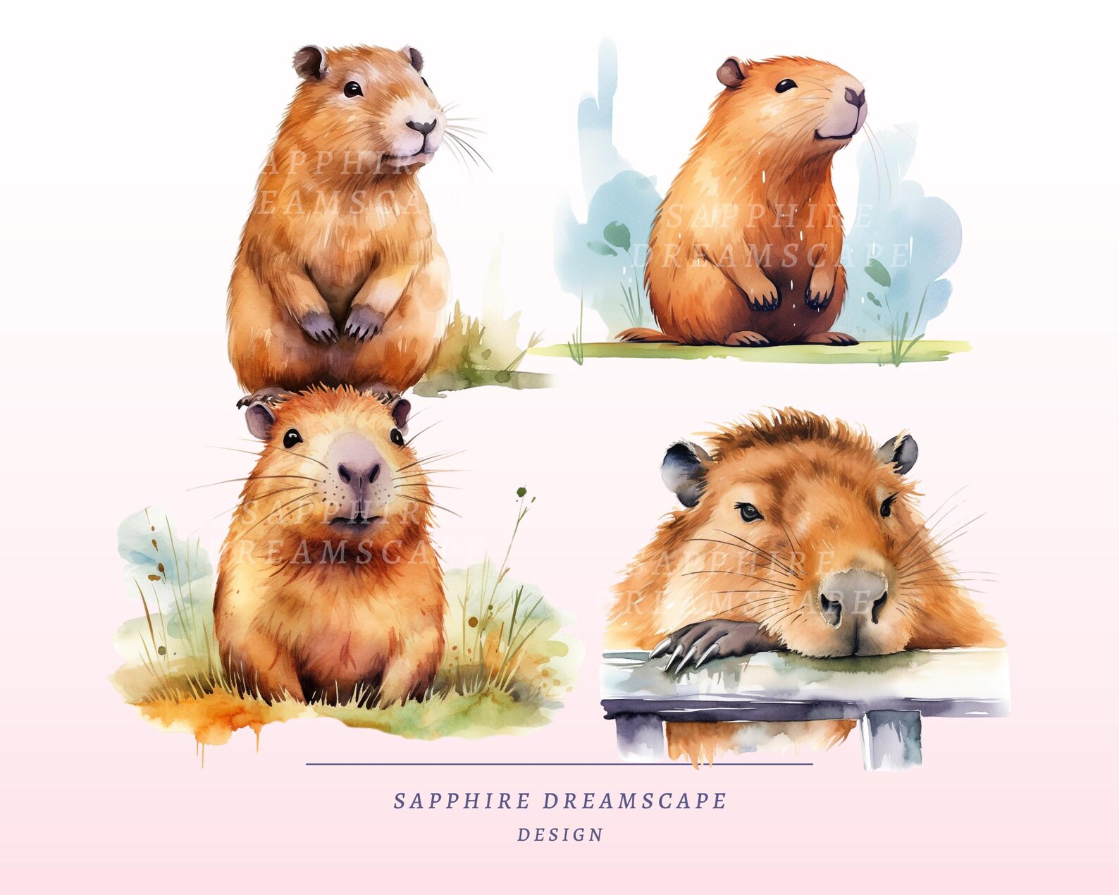 20 Watercolor Capybaras Clipart, High Quality Transparent Pngs, Instant ...