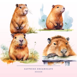 20 Watercolor Capybaras Clipart, High Quality Transparent Pngs, Instant ...