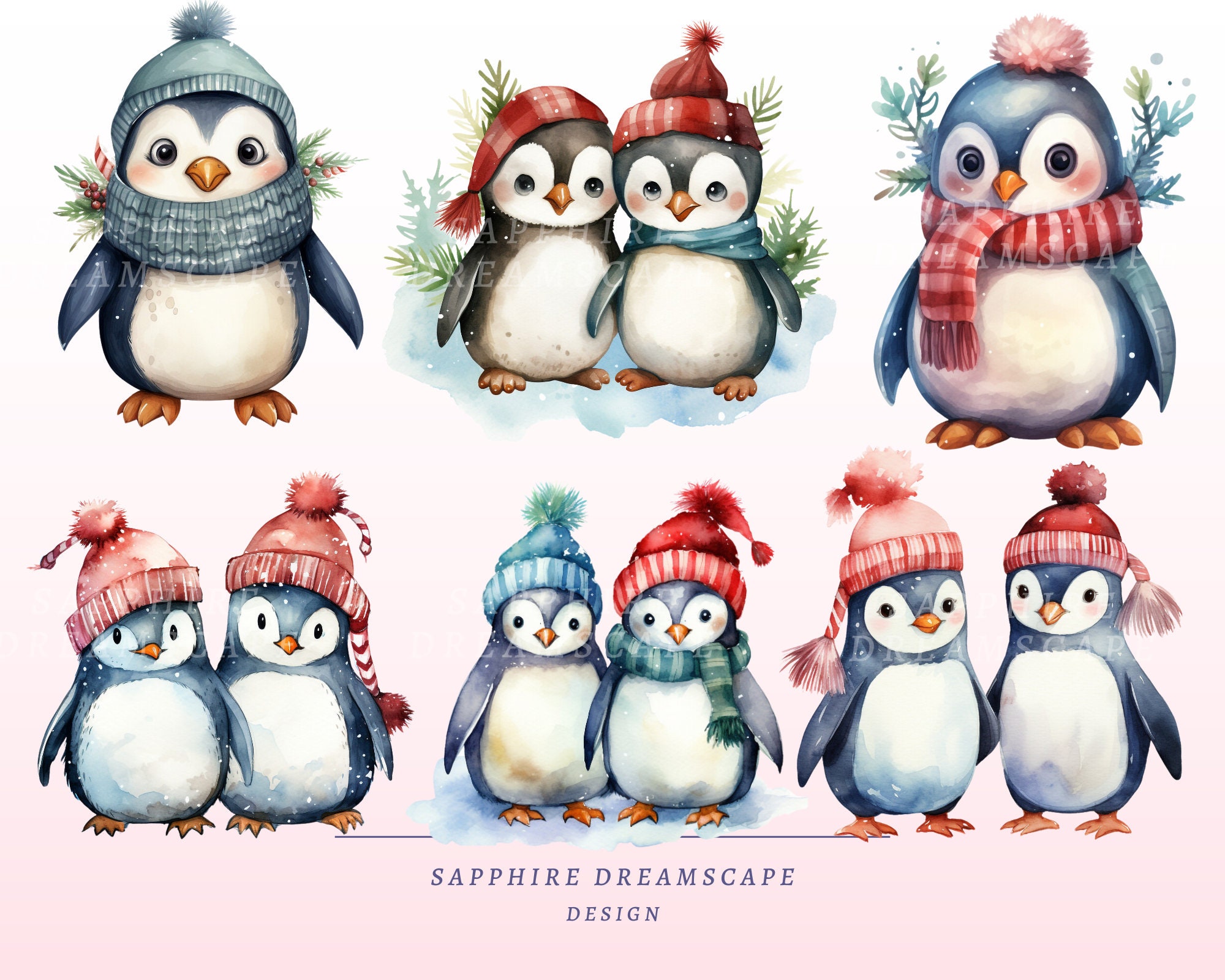 40 Christmas Penguin Clipart, High Quality Transparent Pngs, Instant ...