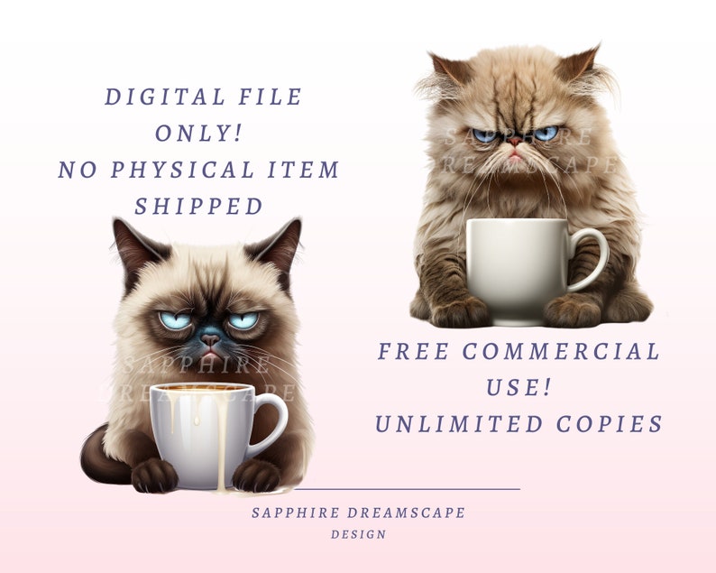 25 Grumpy Coffee Cat Clipart High Quality Transparent Pngs - Etsy