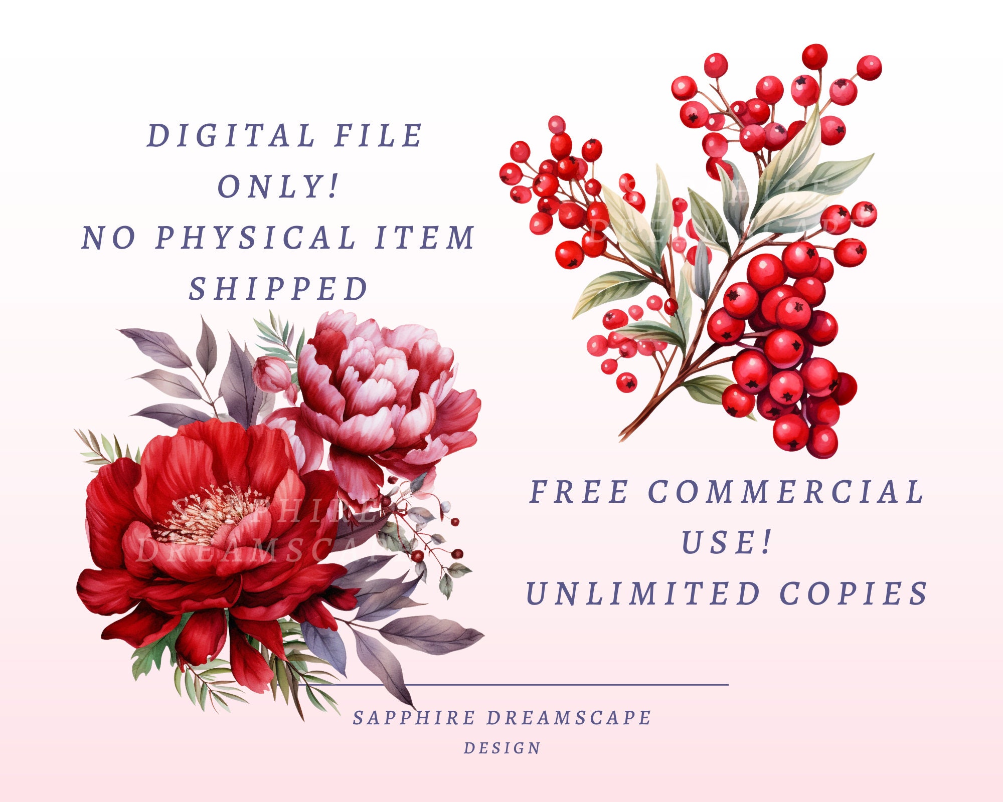 40 Christmas Floral Clipart, High Quality Transparent Pngs, Instant ...
