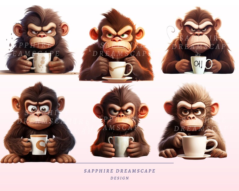 25 Grumpy Coffee Ape Clipart, High Quality Transparent Pngs, Instant ...