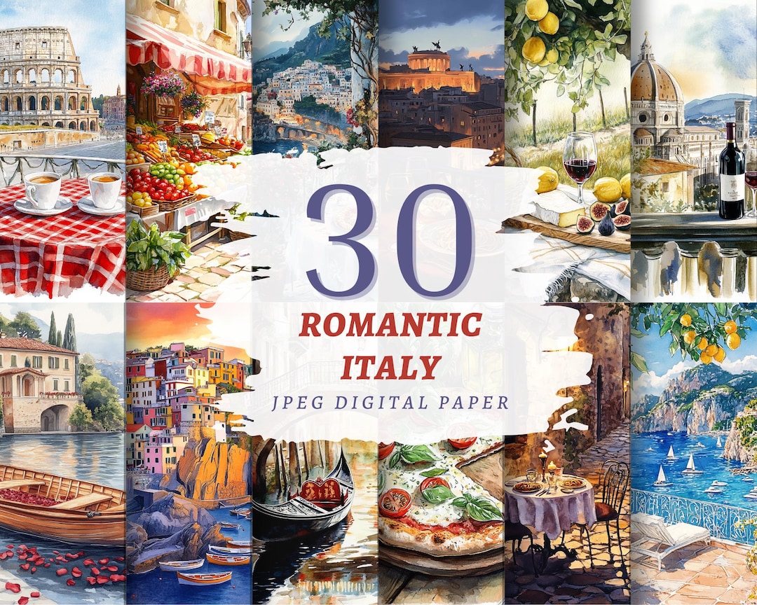 Romantic Italy Digital Paper Europe Travel Journal Decoration High ...