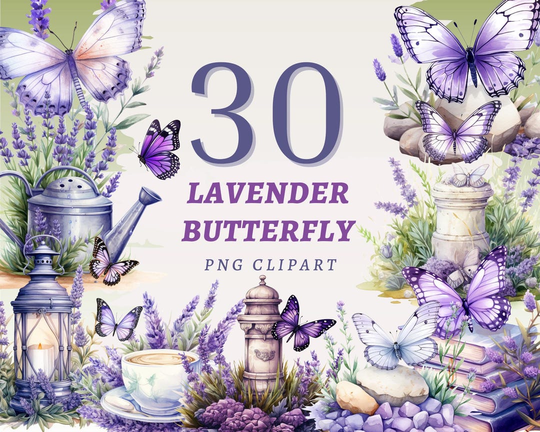 30 Lavender Butterfly Clipart, High Quality Transparent Pngs, Instant ...