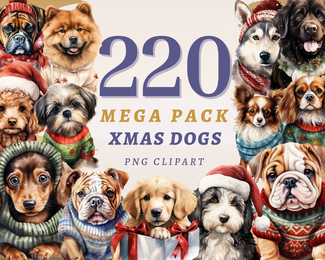 220 Christmas Dogs Clipart Megapack, High Quality Transparent Pngs ...