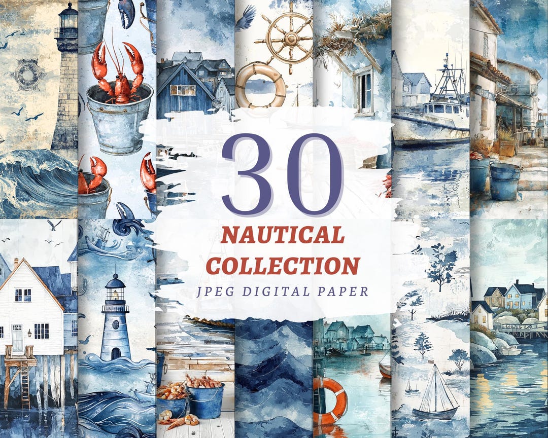 Nautical Collection Digital Paper, High Quality Jpgs, Instant Download ...