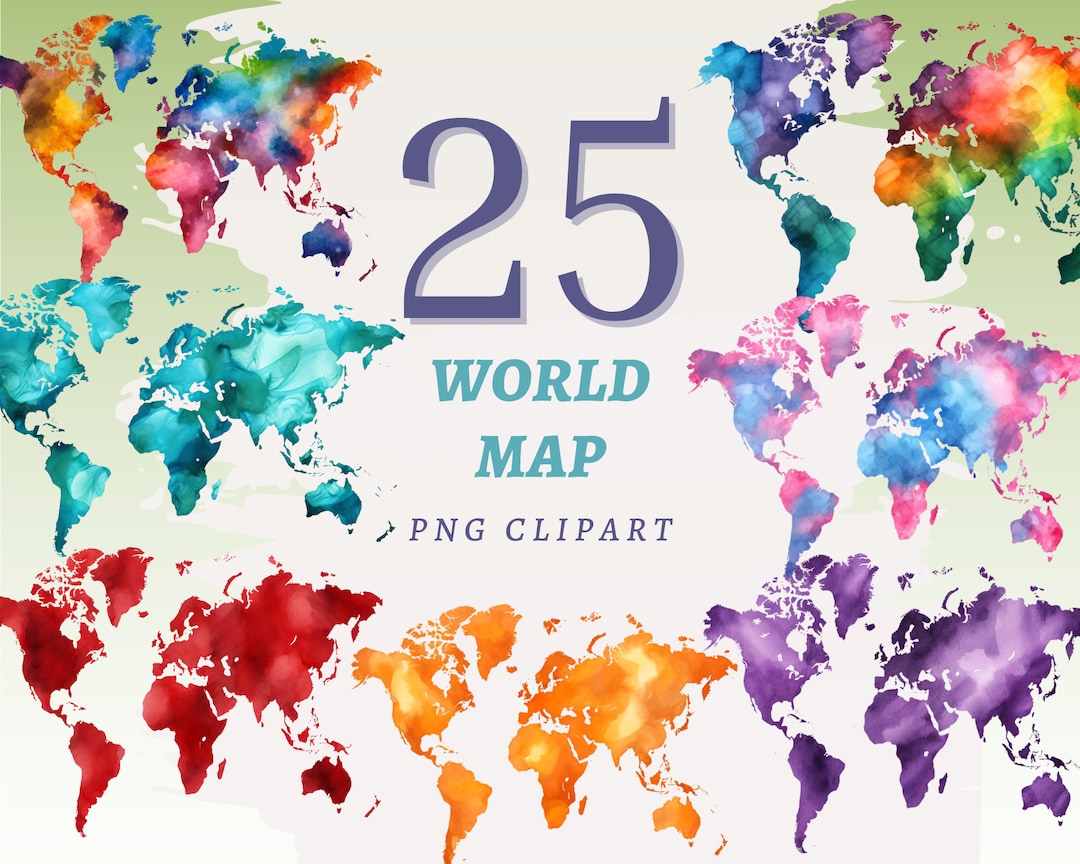 25 World Map Clipart, High Quality Transparent Pngs, Instant Download ...