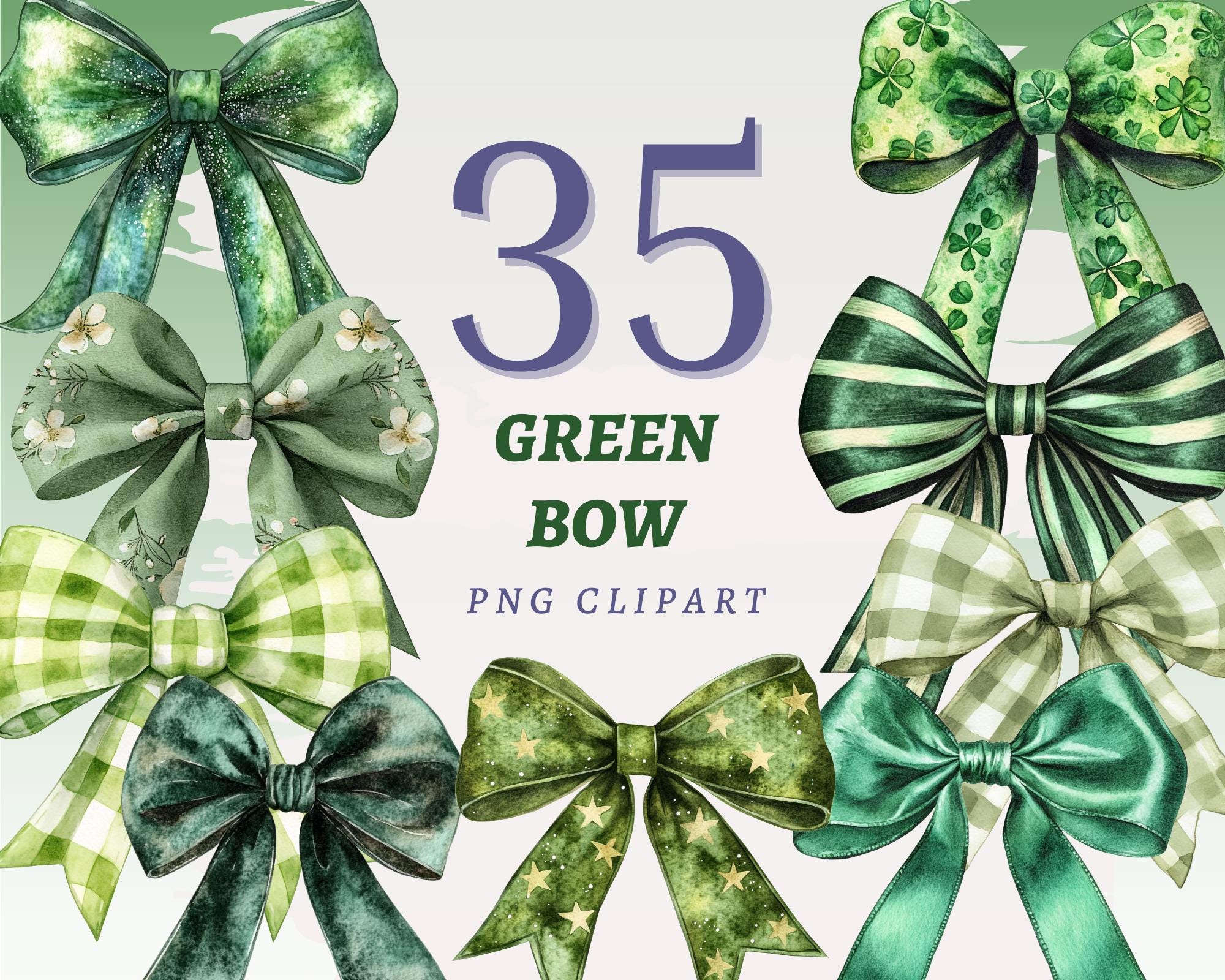 Green Watercolor Bow Png