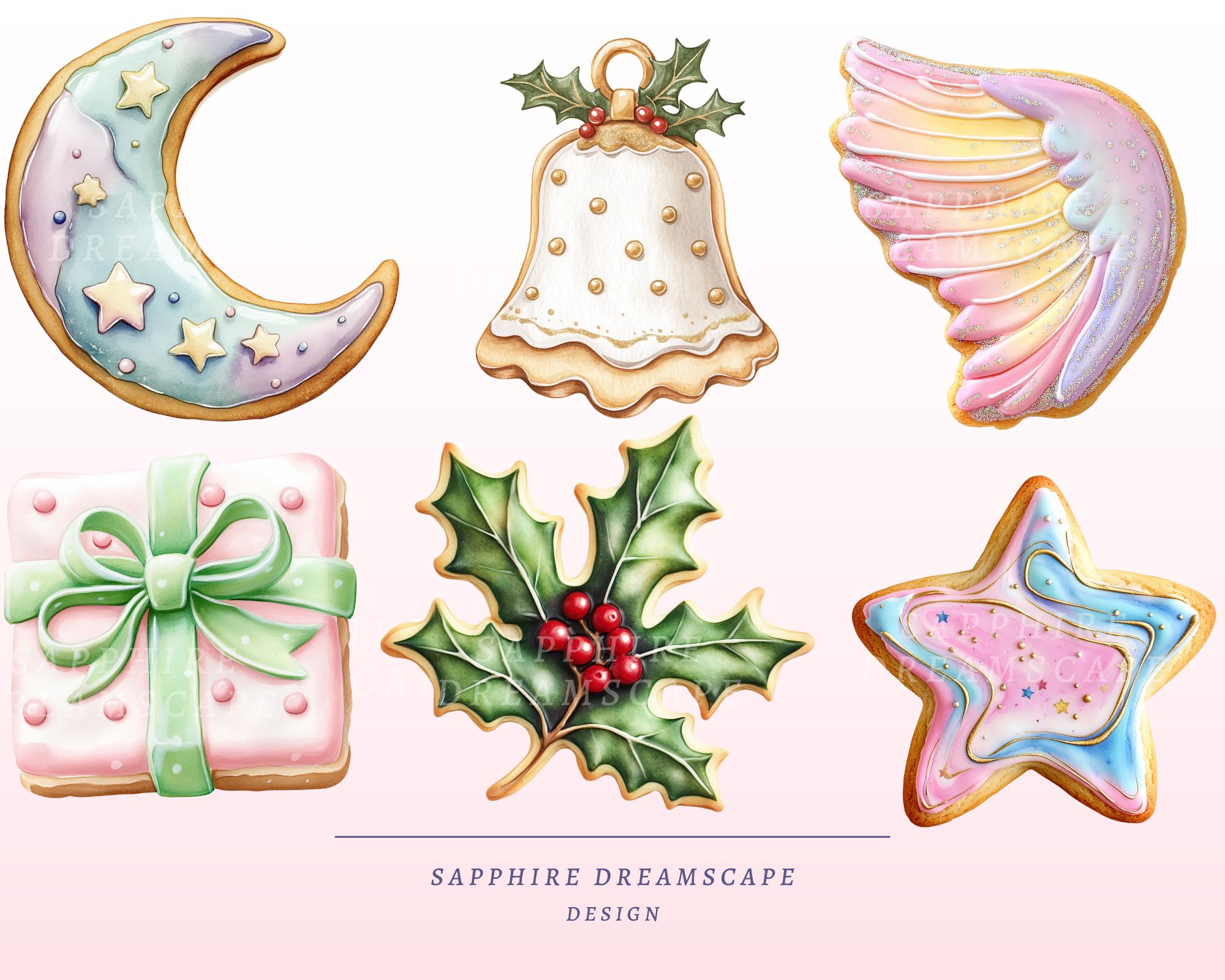 35 Christmas Sugar Cookies Clipart Watercolor Holiday Biscuits PNG ...