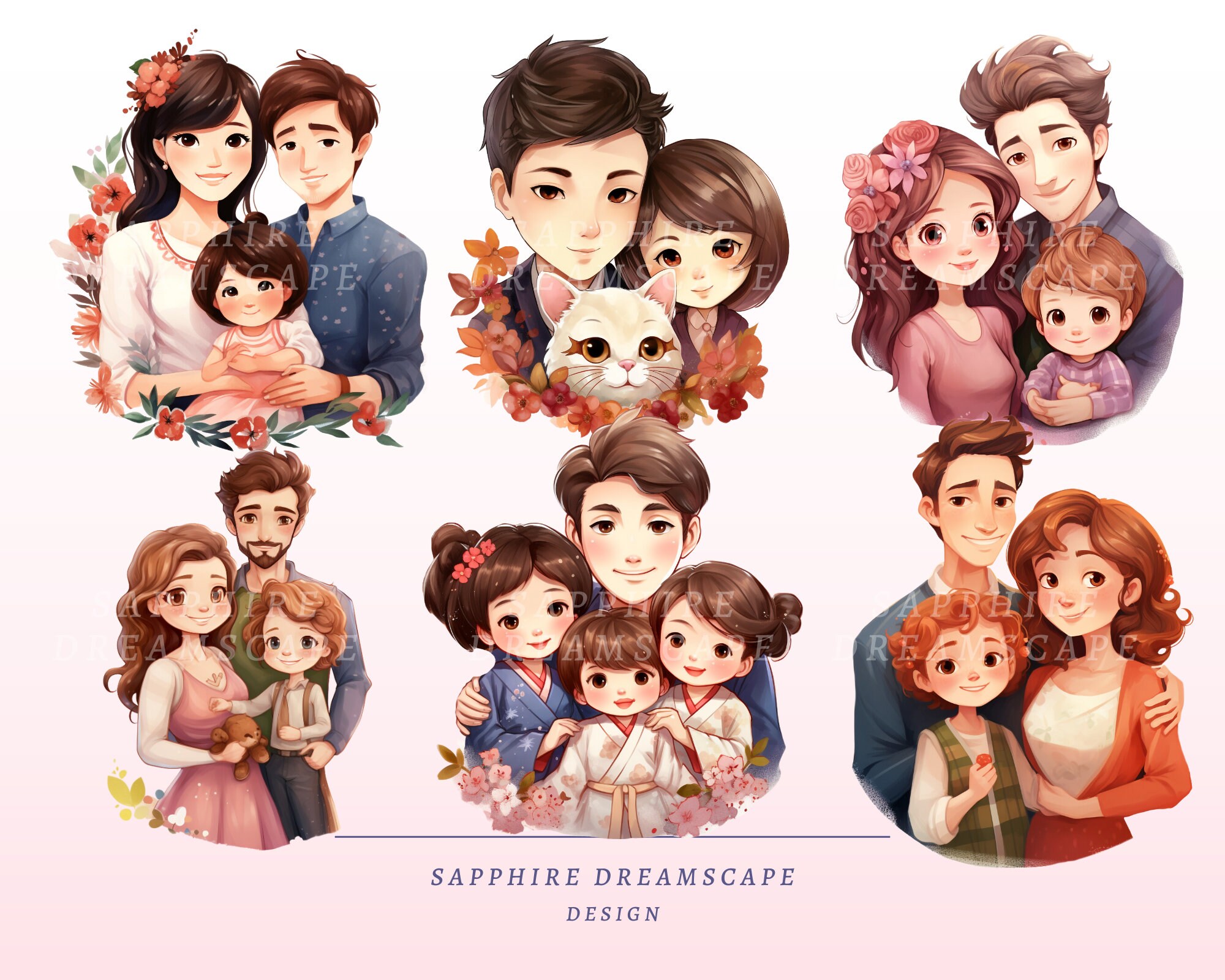 35 Chibi Family Clipart, High Quality Transparent Pngs, Instant ...