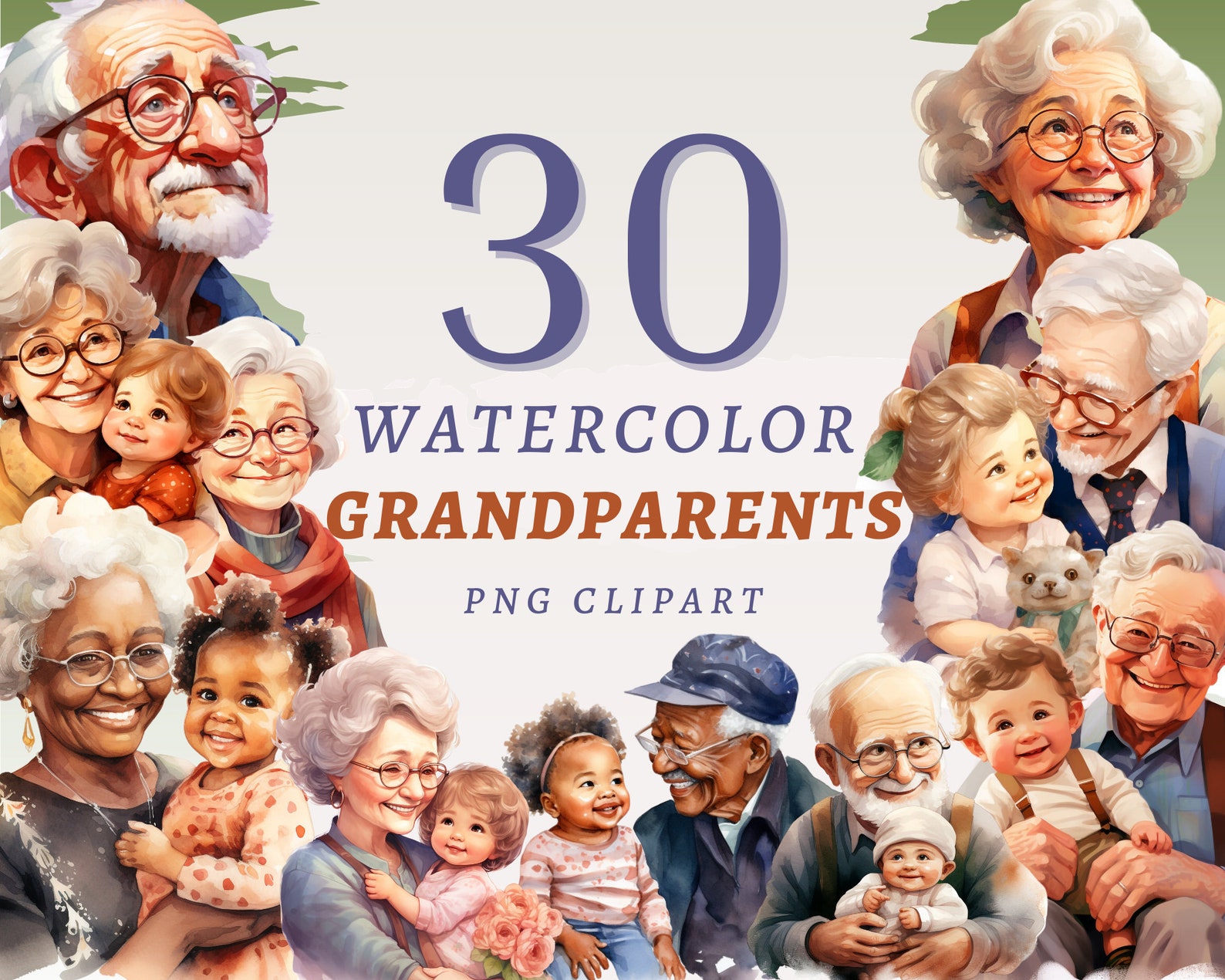 30 Watercolor Grandparents Clipart, High Quality Transparent Pngs ...