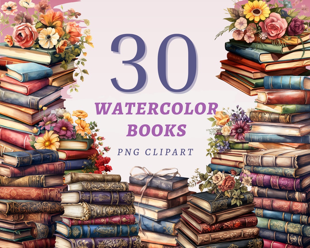 30 Watercolor Books Clipart, High Quality Transparent Pngs, Instant ...