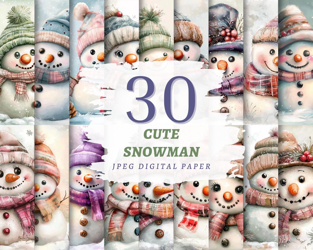 Cute Snowman Digital Paper, High Quality Jpgs, Instant Download ...