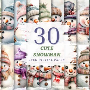 Cute Snowman Digital Paper, High Quality Jpgs, Instant Download ...
