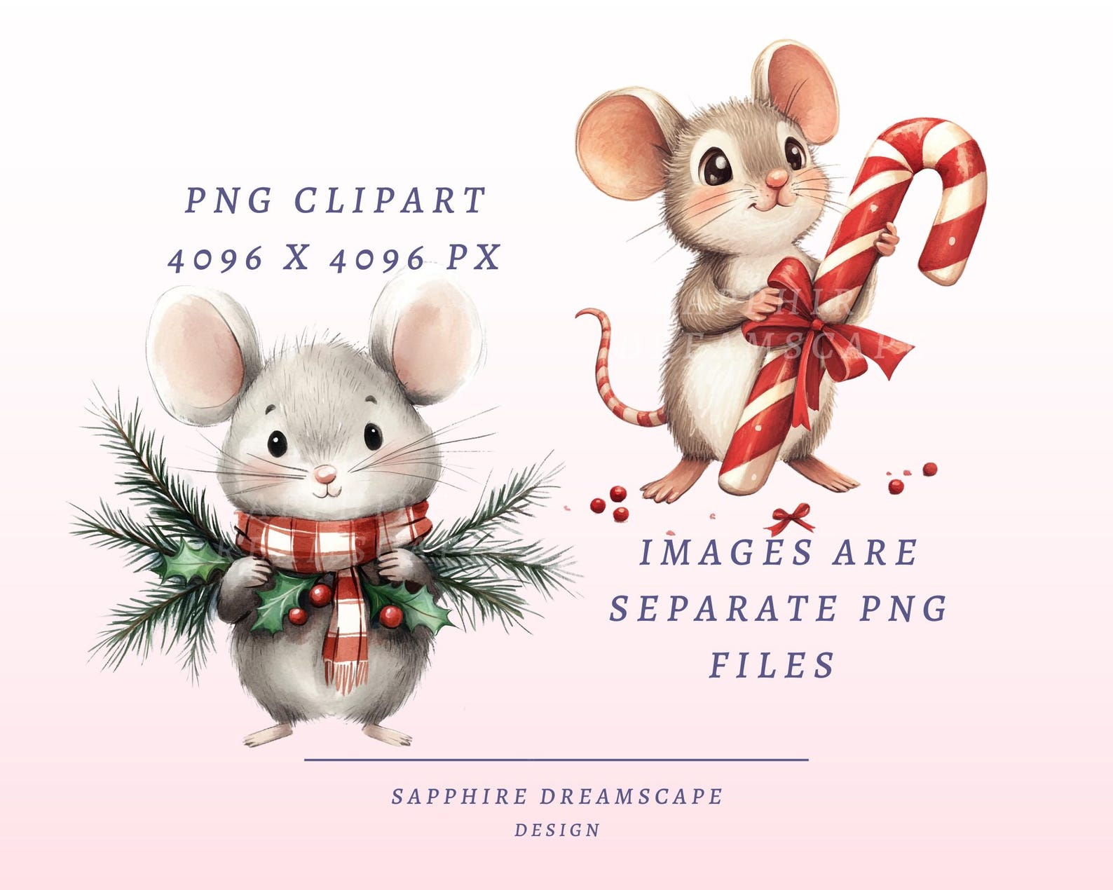 30 Christmas Mouse Clipart Cute Winter Animal Illustration Adorable ...